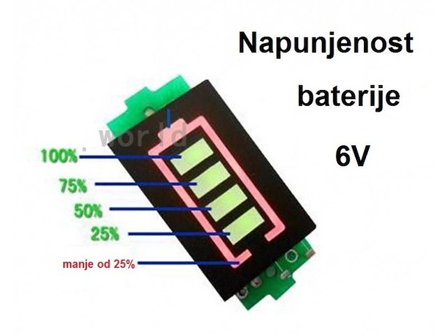 Pokazivac napunjenosti baterije - 6V DC