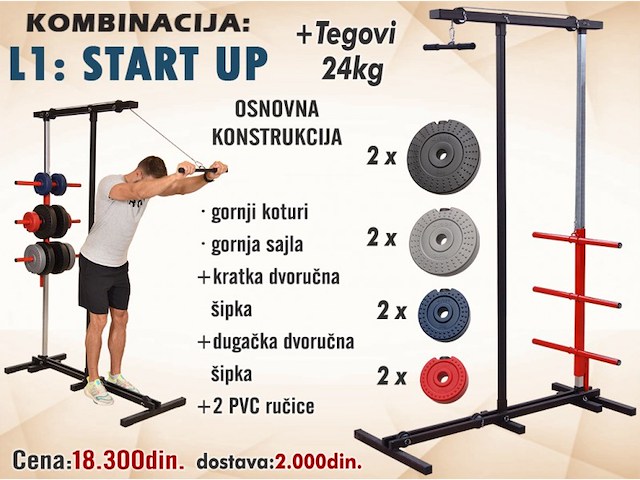 IRON Lat Mašina - GLADIJATOR + 24kg tegova (diskova)