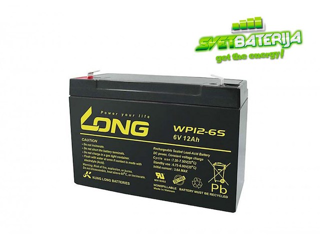 Olovna Baterija Long 6V 12Ah WP12-6S