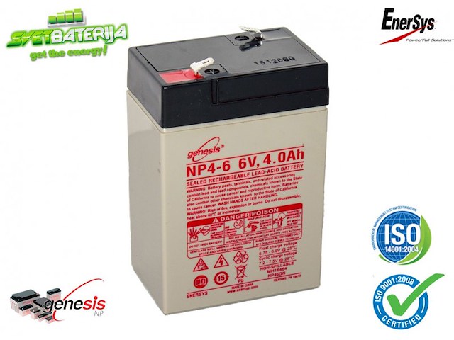 Olovna Baterija Genesis NP4-6 6V 4Ah