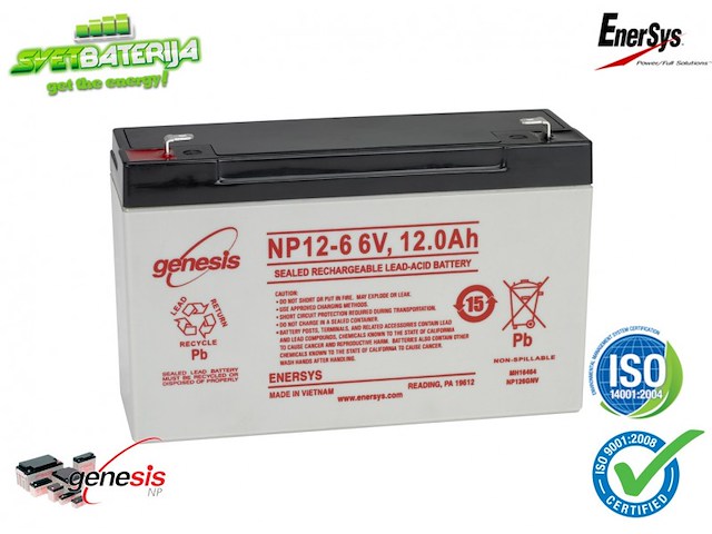 Olovna Baterija Genesis NP12-6 6V 12Ah