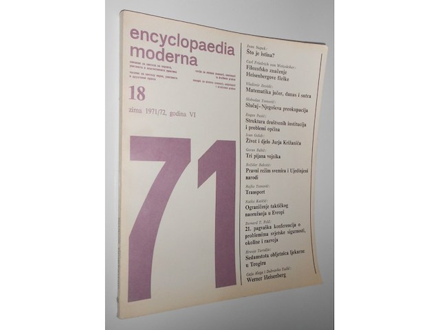 Encyclopaedia moderna - Časopis broj 18 1971/72