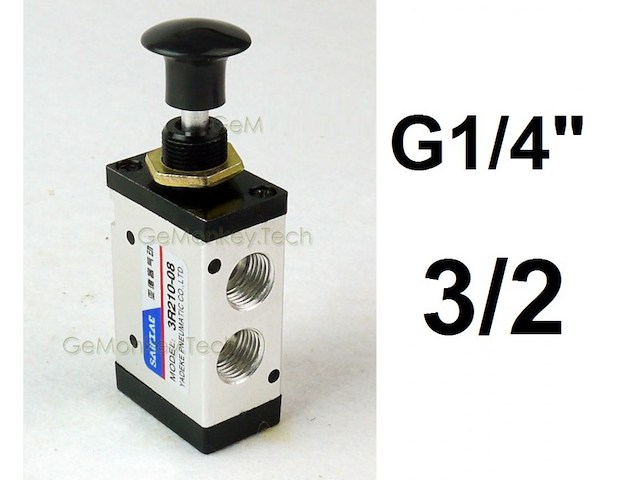 Pneumatski razvodnik ručni dugme 3/2 G1/4″ (oko 12.7mm)