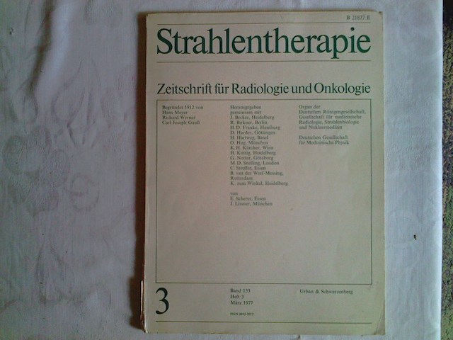 Strahlentherapie 3, Marz 1977.