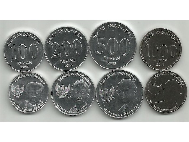 Indonesia 100 - 200 - 500 - 1000 rupiah 2016. UNC set