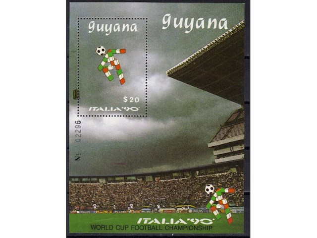 Gvajana,SP u fudbalu-Italija `90 1990.,blok,čisto