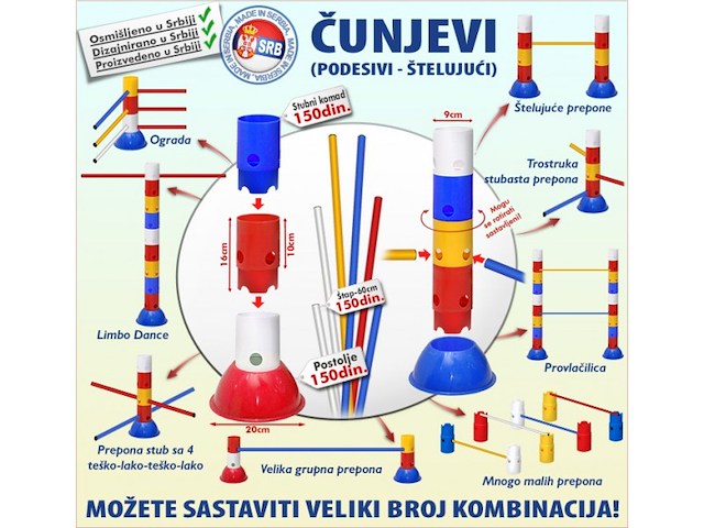 Čunjevi ( Cunj ) Prepone i PVC štapovi (elementi)