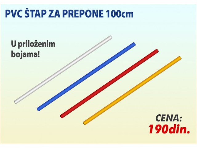 PVC štap za prepone i podesivi čunj dužine 100cm