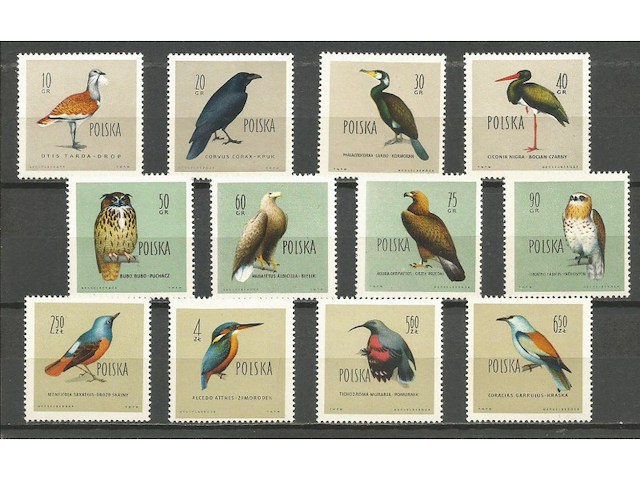 or Poljska 1960.Ptice,kompletna cista serija