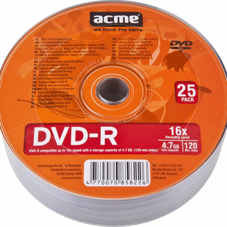 DVD-R 4.7GB 16x, Acme 1/25 celofan