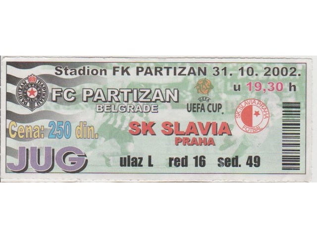 FUDBAL: PARTIZAN - SLAVIA (Prag - Praha) 31.10.2002