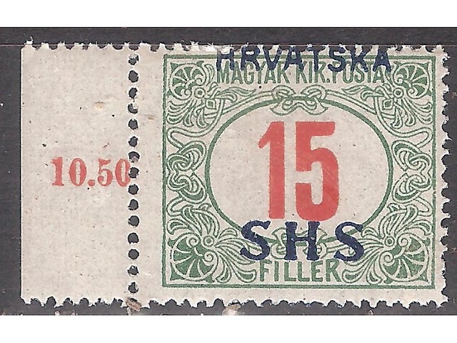 1918 - SHS Hrvatska Porto 15 filer MNH