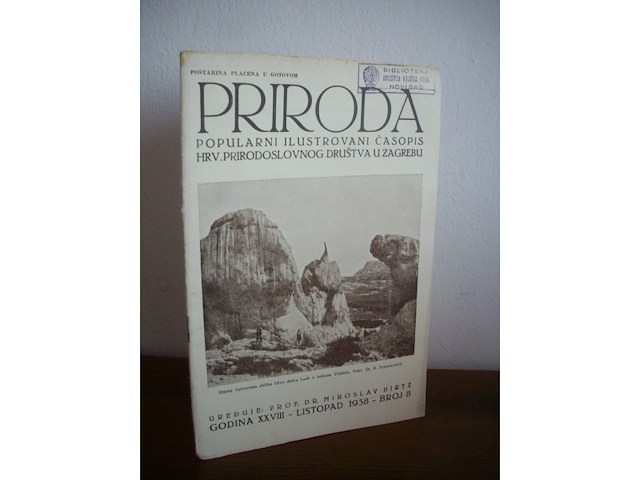 PRIRODA, Popularni ilustrovani časopis, 1938, broj 8