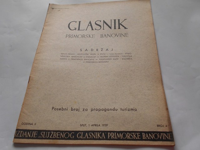 Glasnik primorske banovine, Split, 4/1939