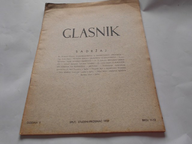 Glasnik primorske banovine, Split, 11-12/1939