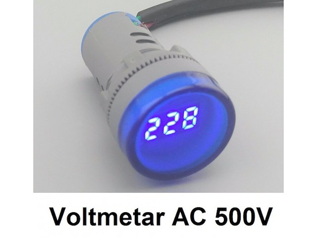 Voltmetar AC 60-450V plavi displej - 22mm