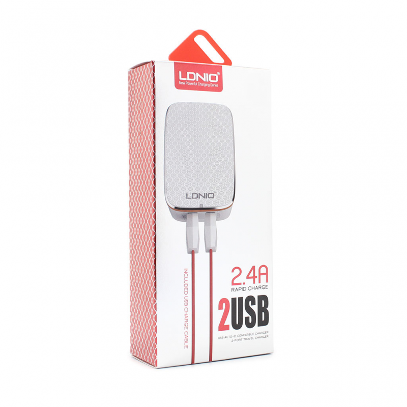Kucni punjac LDNIO A2204 2xUSB 5V 2.4A sa micro USB kablom beli