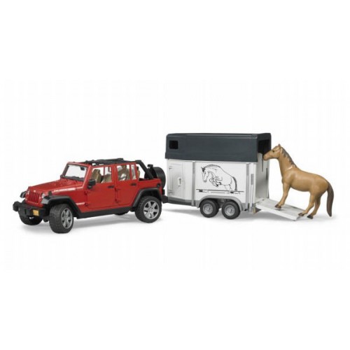 Jeep Wrangler sa prikolicom za konje i fugurom BRUDER