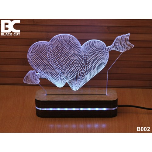 3D lampa Srca Strela ljubičasta