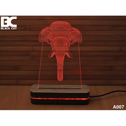 3D lampa Slon ljubičasti