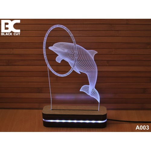 3D lampa Delfin hladno bela