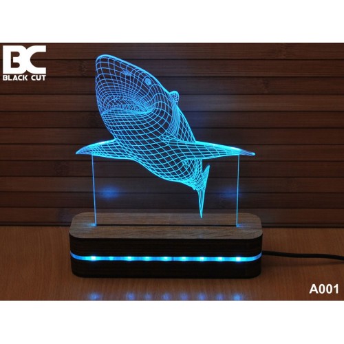 3D lampa Ajkula plava