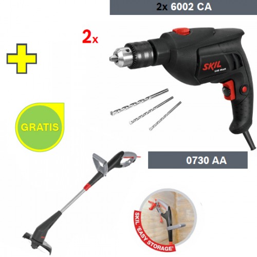 Vibraciona bušilica Skil 6002CA + Električni trimer za travu Skil 0730AA