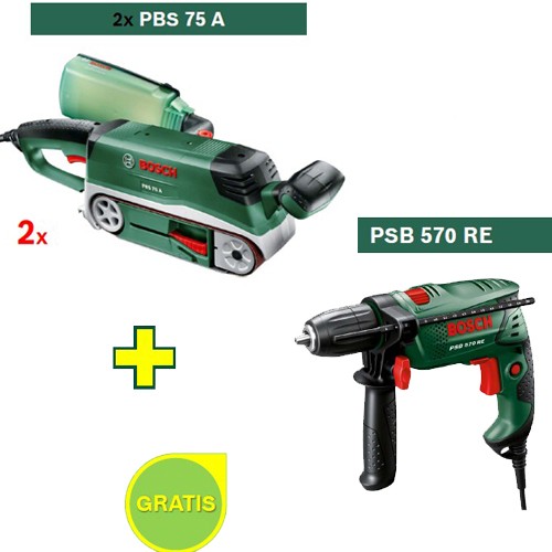 Tračna brusilica Bosch PBS 75 A 2 kom + Bušilica Bosch PSB 570 RE