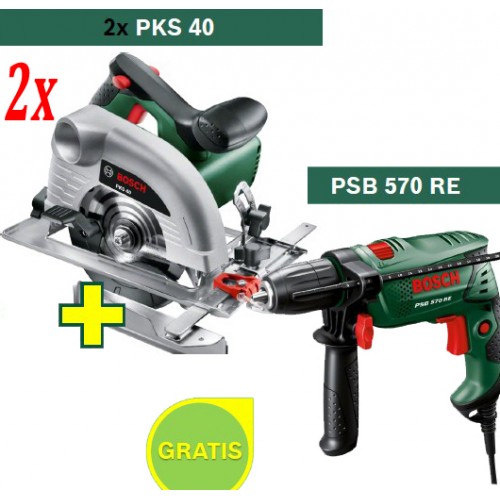 Kružna testera Bosch PKS 40 + Bušilica Bosch PSB 570 RE