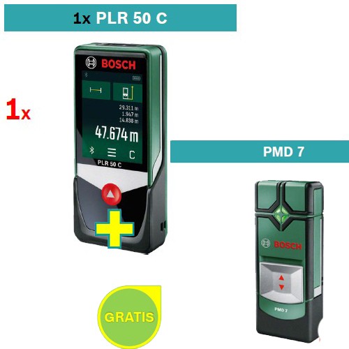 Digitalni laserski daljinomer Bosch PLR 50 C + Detektor metala Bosch PMD 7