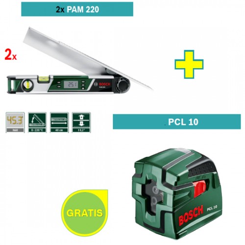 Digitalni merač uglova Bosch PAM 220 + Laser za ukrštene linije Bosch PCL 10 - Osnovno