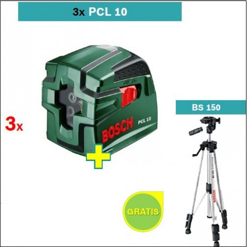 Laser za ukrštene linije Bosch PCL 10 3 kom + Stativ BS 150 gratis