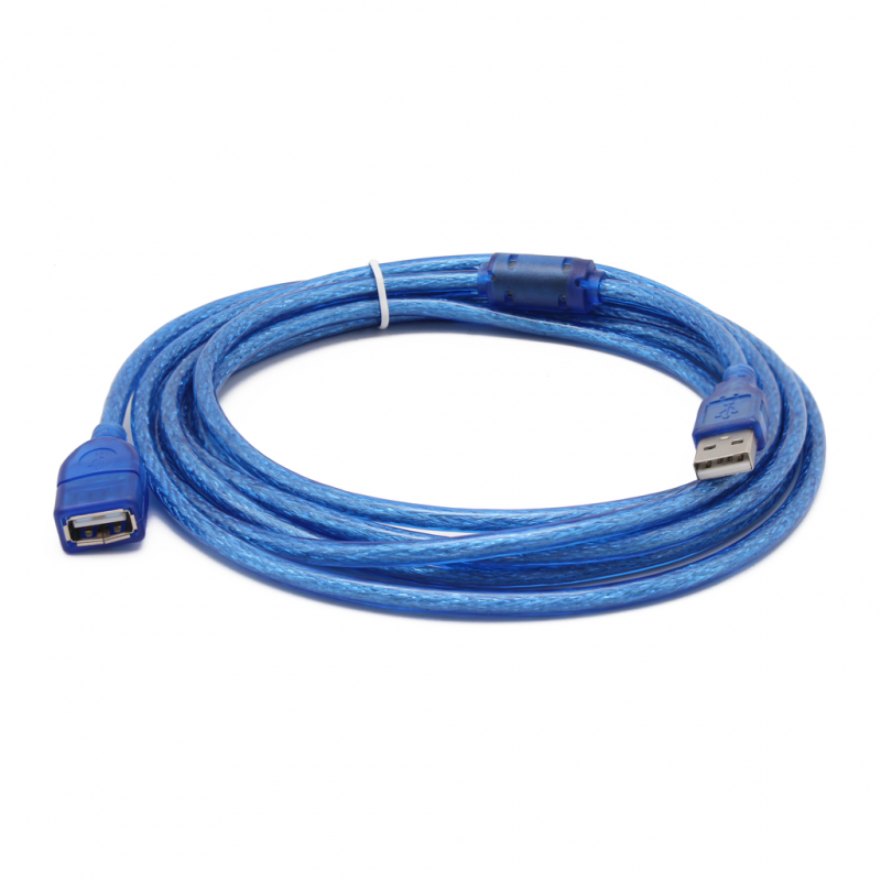 Kabal USB A/F transparent plavi 3m