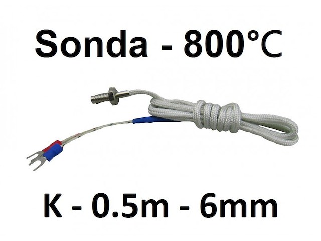 Temperaturna sonda 800C 0.5m K tip sa M6