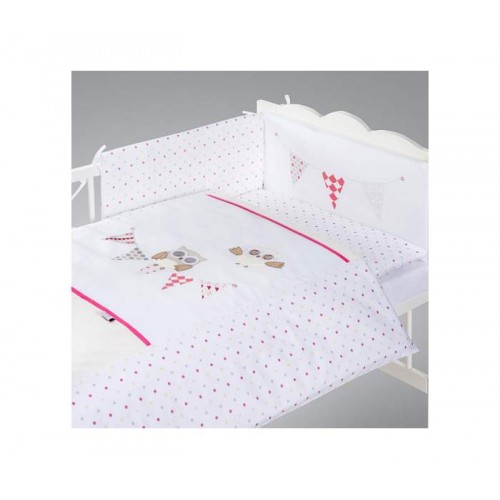 Posteljina za bebu Set 5 delova Night birds pink