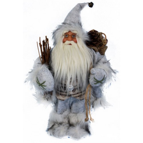 Deda Mraz 30cm novogodišnja dekoracija sivi