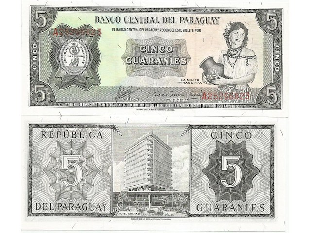 Paraguay 5 guaranies 1952. UNC