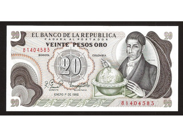 KOLUMBIJA 20 pesosa (1982)  UNC