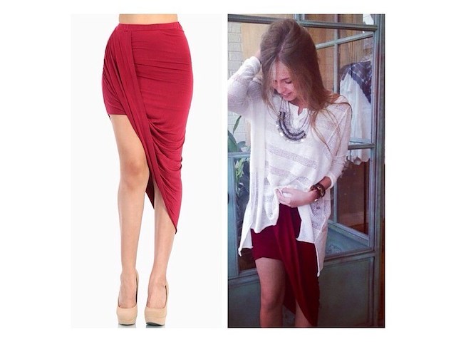 asimetricna crvena suknja
