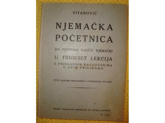 NJEMAČKA POČETNICA U TRIDESET LEKCIJA - VITANOVIĆ