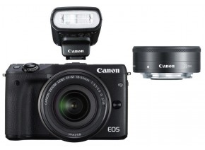 Canon EOS M3 + 18-55 IS STM + 22 f/2 STM + 90EX