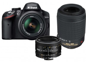 Nikon D3200 18-55 VR + 55-200 VR + 50 f/1.8D