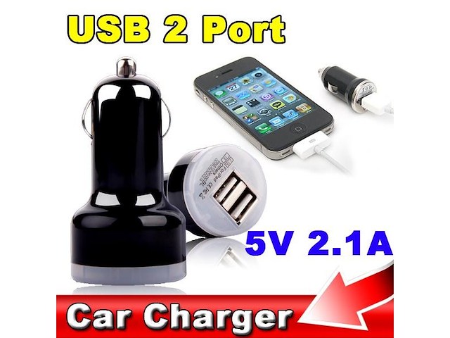 USB PUNJAČ ZA AUTO SA DVA USB PORTA