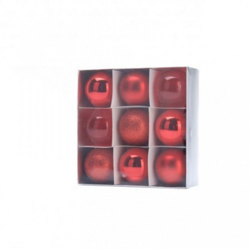 Set ukrasa za jelku kugle 9 komada crvene