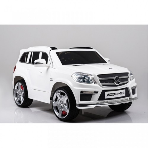 Auto na akumulator Mercedes GL 63 AMG beli sa kožnim sedištima