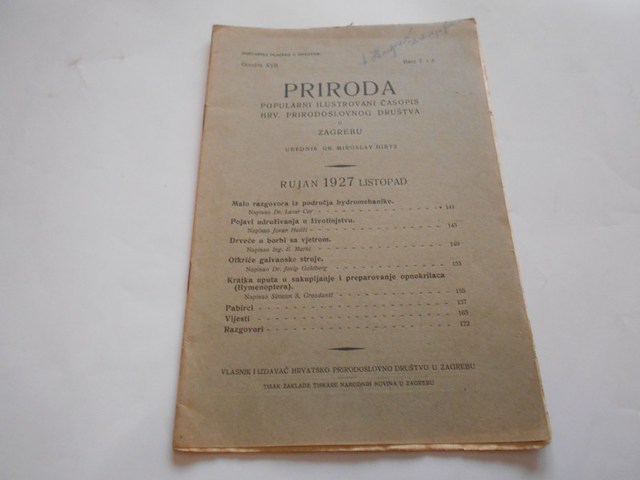 Pririoda br.7-8/XVII,  rujan,listopad  1927.