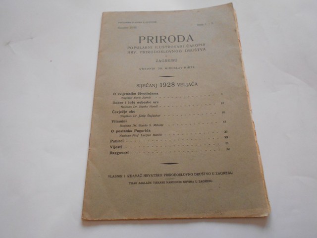 Pririoda br.1-2/XVIII, sjičanj -veljača 1928.