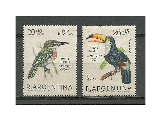 ab Argentina 1967. Ptice,kompletna cista serija