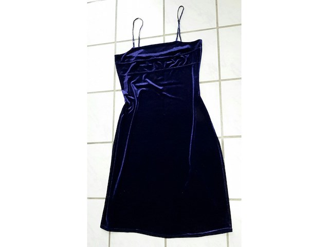 desANGES plisana plava haljina sa sljokicavim bretelama