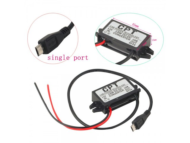 DC-DC KONVERTOR 12VDC NA 5VDC 3A SA MIKRO USB